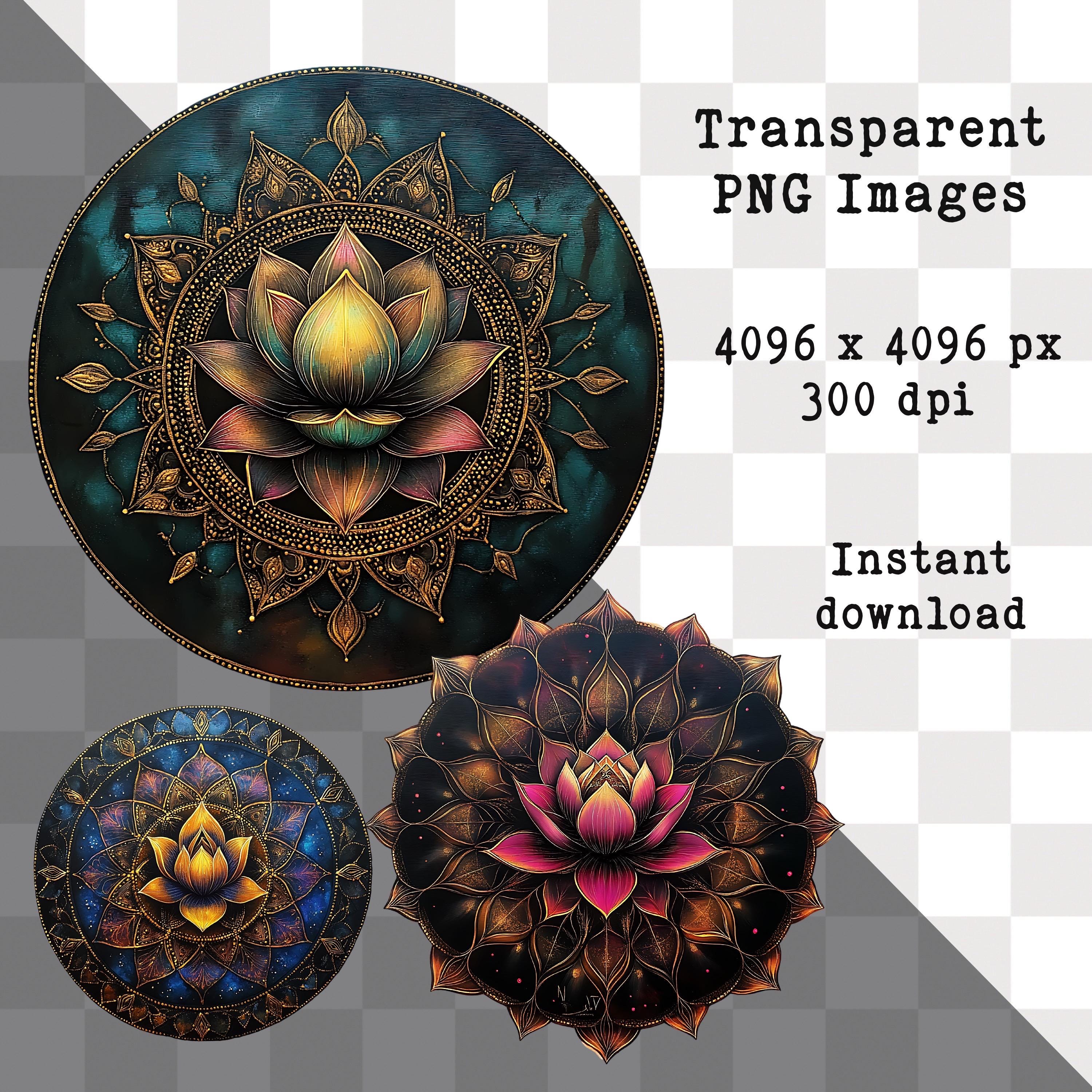 Lotus Mandala Clipart Collection - 12 Instant Download Digital PNG ...