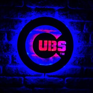 Chicago Cubs LED Lighted Sign, Baseball Team Emblem Illuminated Wall ...
