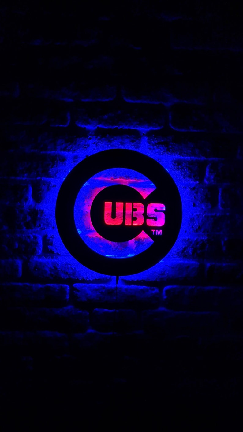 Chicago Cubs LED Lighted Sign, Baseball Team Emblem Illuminated Wall ...