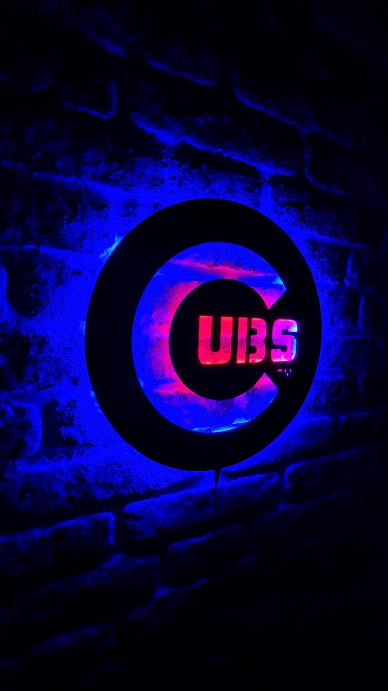 Chicago Cubs LED Lighted Sign, Baseball Team Emblem Illuminated Wall ...