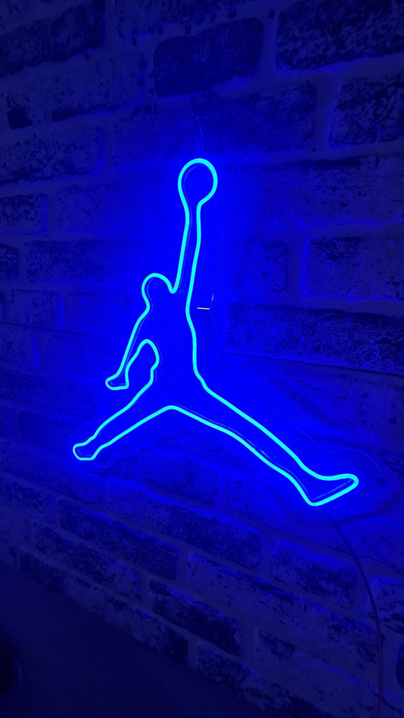 Jordan Neon Sign, Jordan Jumpman Wall Decor, Sleek Neon Sign, Perfect ...
