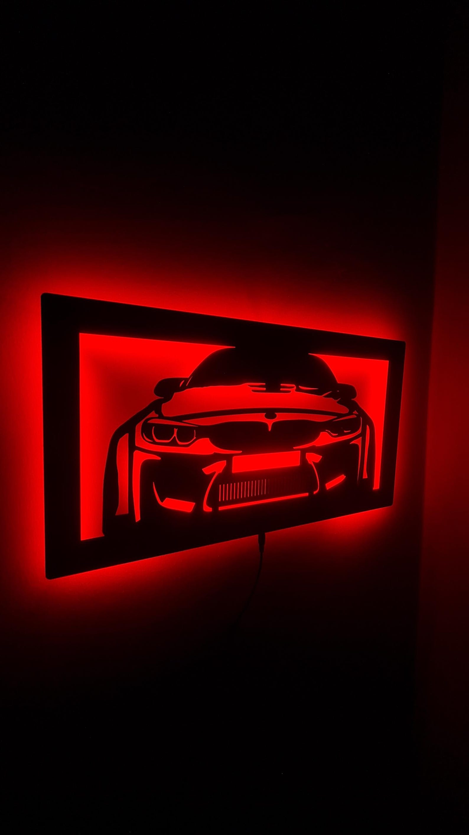 Bmw M4 Automobile LED Lighted Sign, Car Silhouette Wall Decor ...