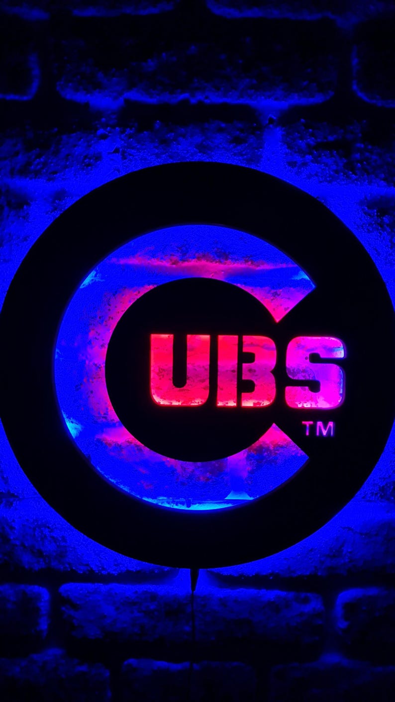 Chicago Cubs LED Lighted Sign, Baseball Team Emblem Illuminated Wall ...