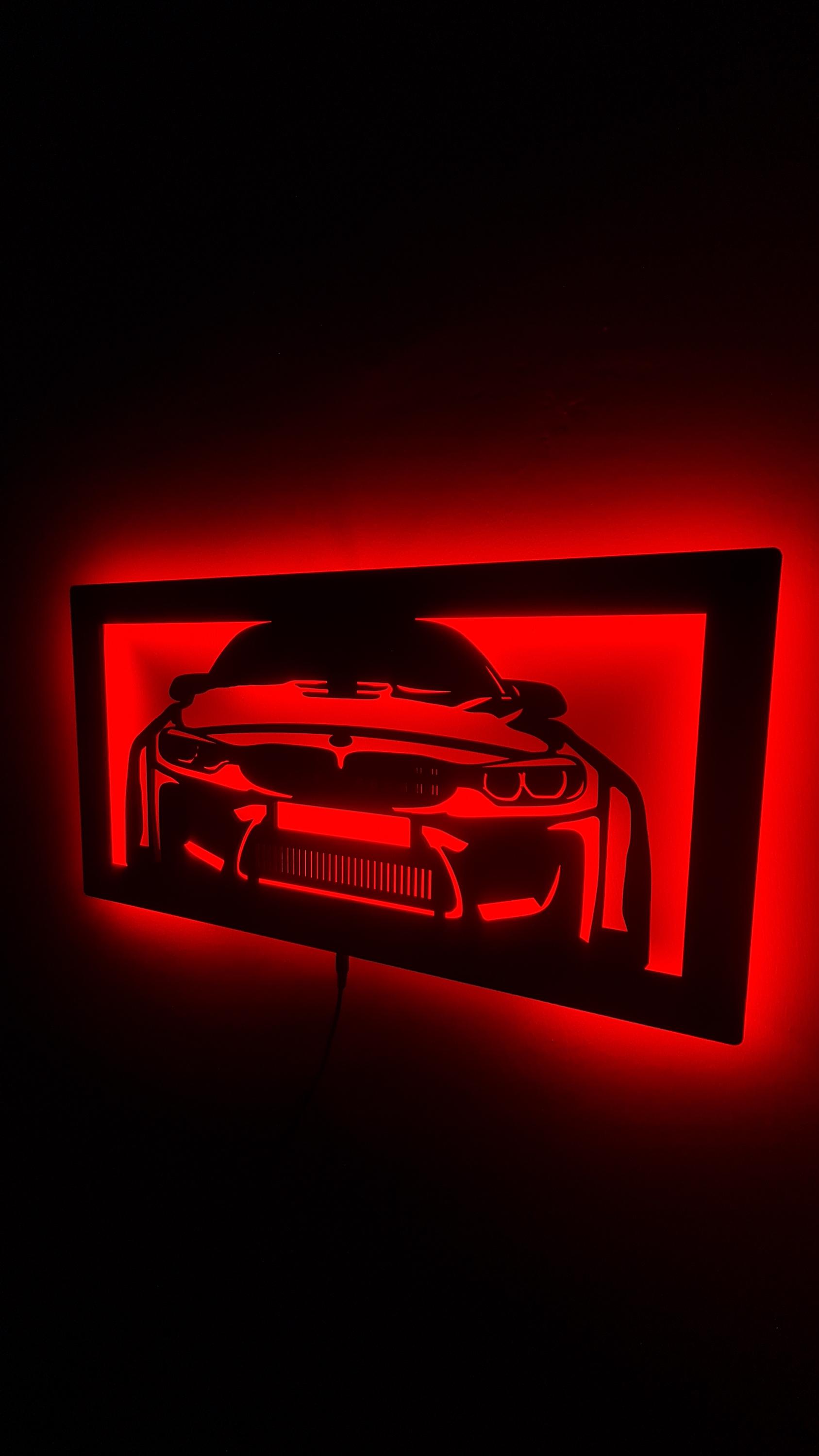 Bmw M4 Automobile LED Lighted Sign, Car Silhouette Wall Decor ...