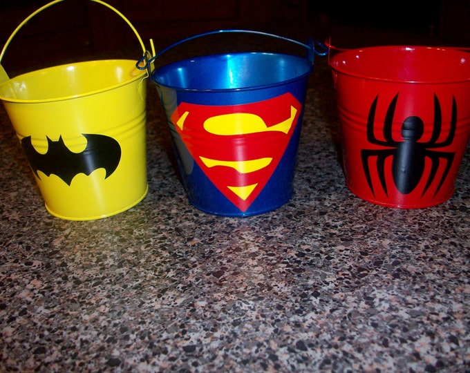 SALE Superhero Bucket for Storage Crayon Organizer Superman Supergirl ...