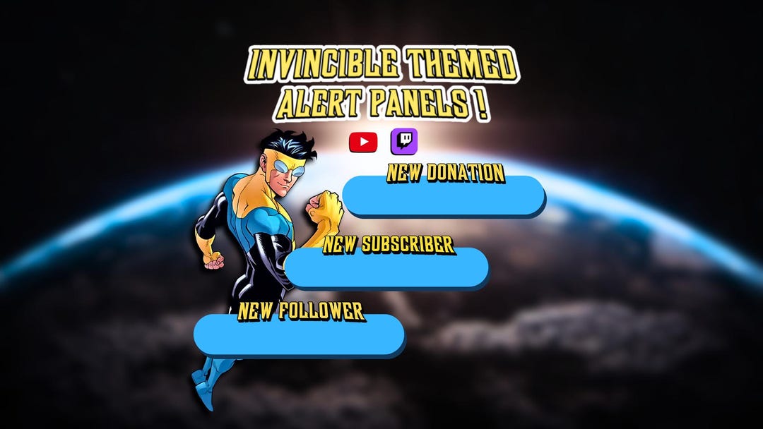 Twitch / Youtube Overlay | Invincible Themed | Alert Panels - Etsy