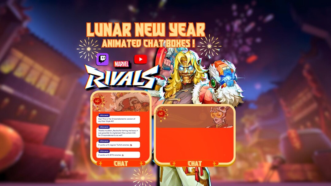 Marvel Rivals Chat Box Overlay Dancing Lions Themed Twitch/youtube - Etsy