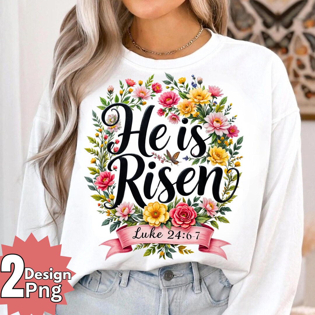 Christian Easter Graphics, Floral Resurrection PNG, Jesus Designs ...