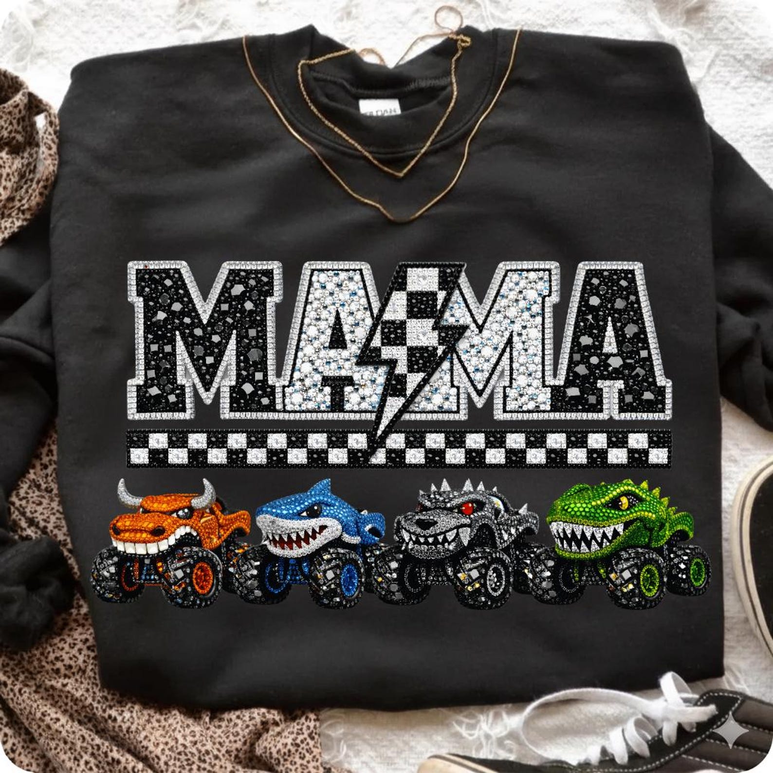 Bling Monster Truck Mama PNG | Diamond Mom Shirt Design (digital File ...