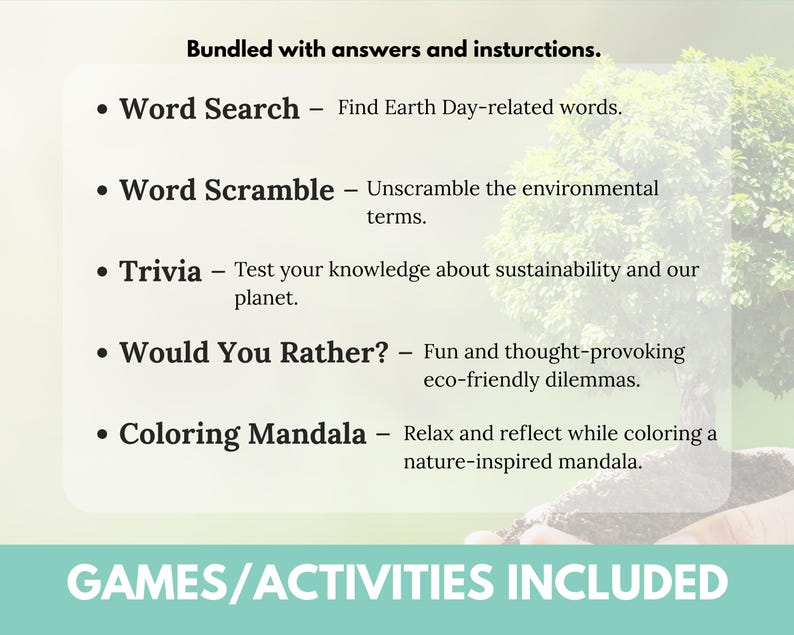 Earth Day Printable Activities for Teens and Adults | Engaging for ...