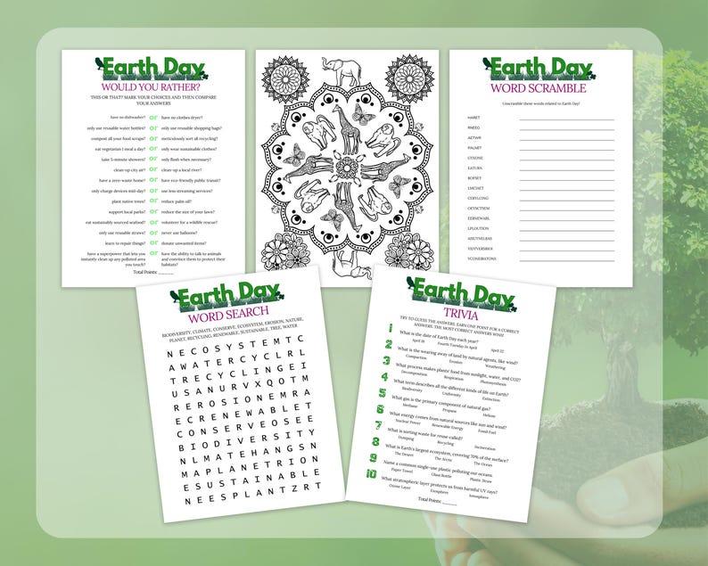 Earth Day Printable Activities for Teens and Adults | Engaging for ...