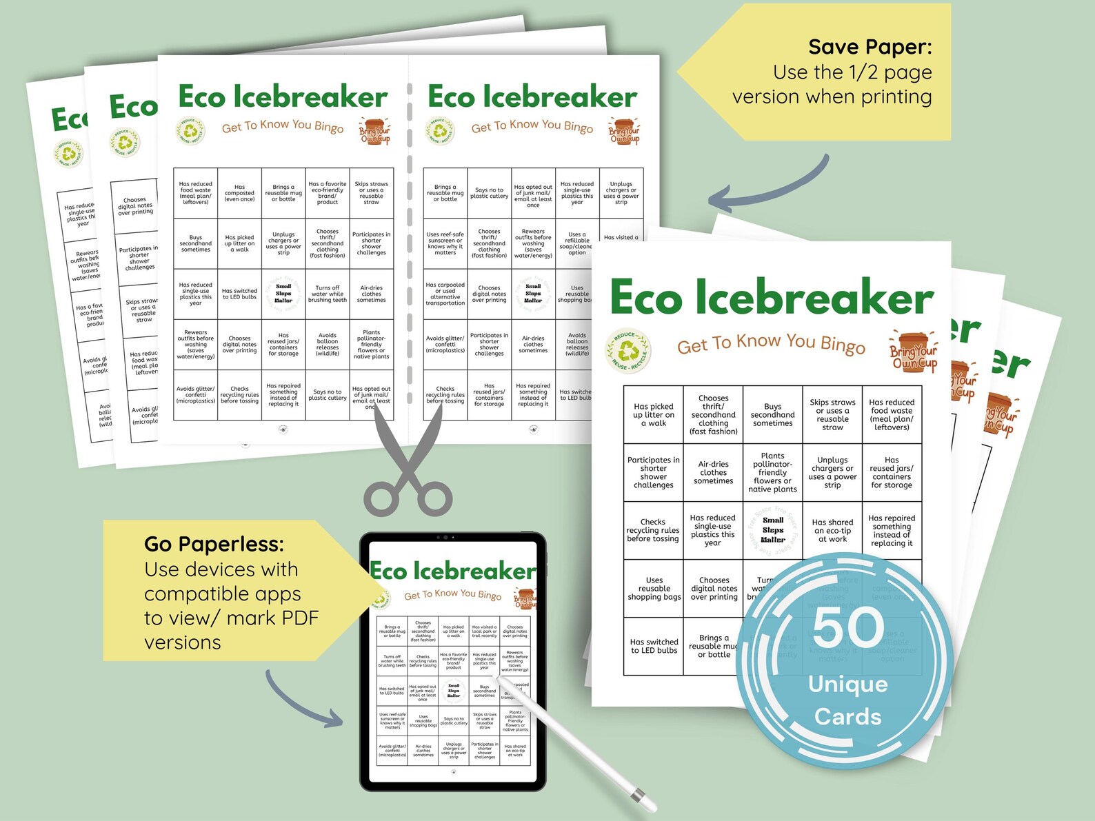 Eco Icebreaker Get to Know You Bingo| Printable Team Building Game ...