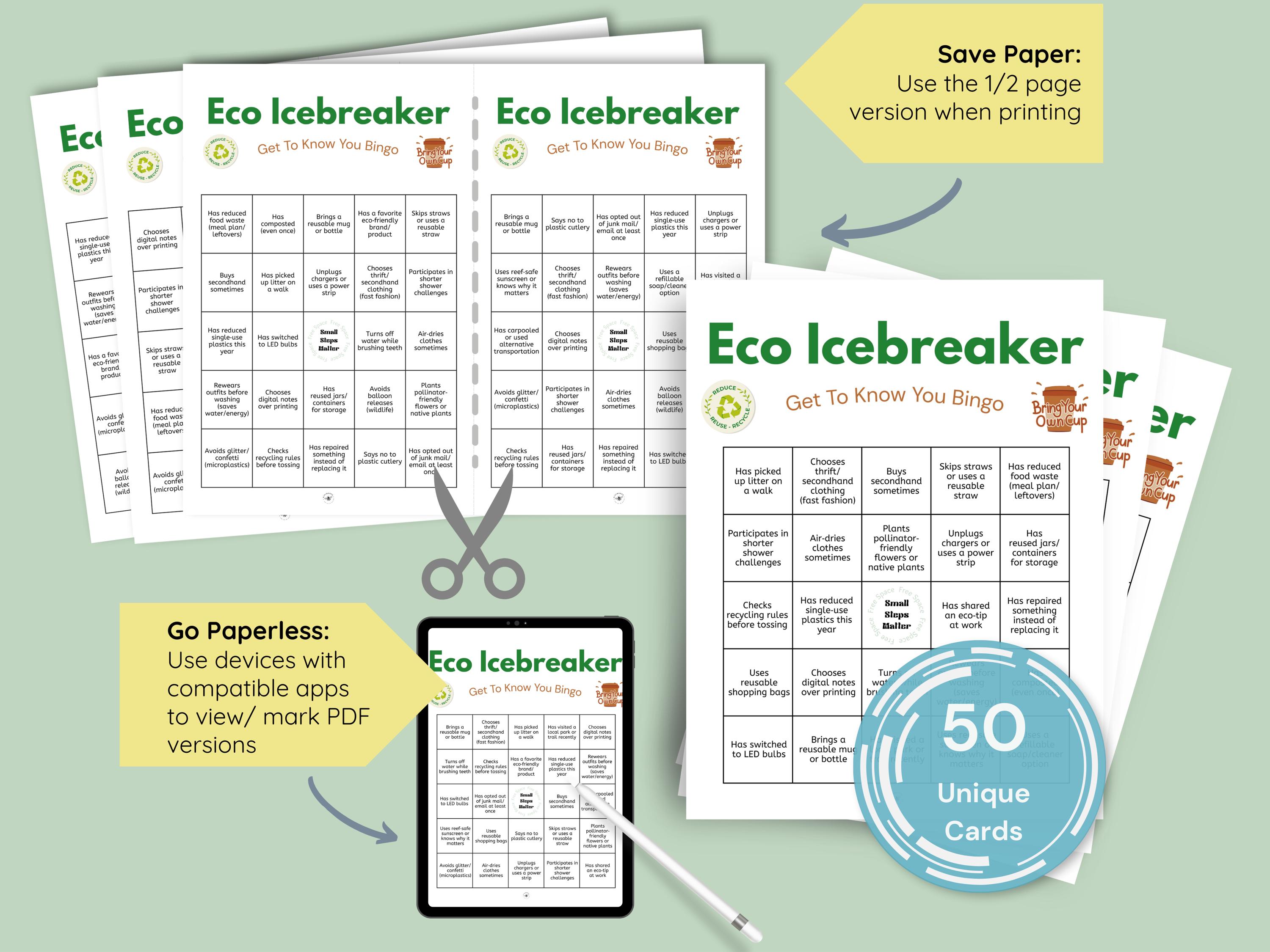 Eco Icebreaker Get to Know You Bingo| Printable Team Building Game ...