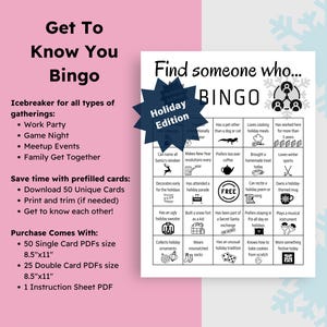 Getting to Know You Coworker Bingo, Holiday Team Building Game, Office ...