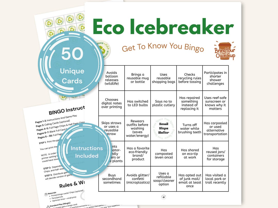 Eco Icebreaker Get to Know You Bingo| Printable Team Building Game ...