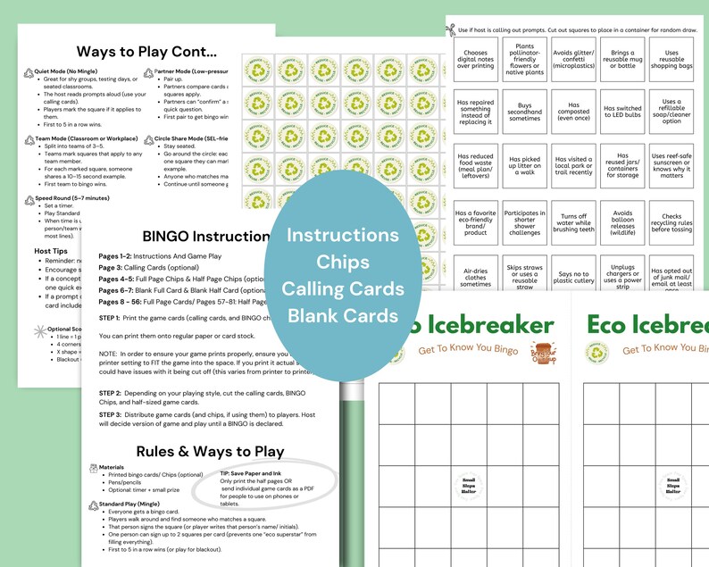Eco Icebreaker Get to Know You Bingo| Printable Team Building Game ...