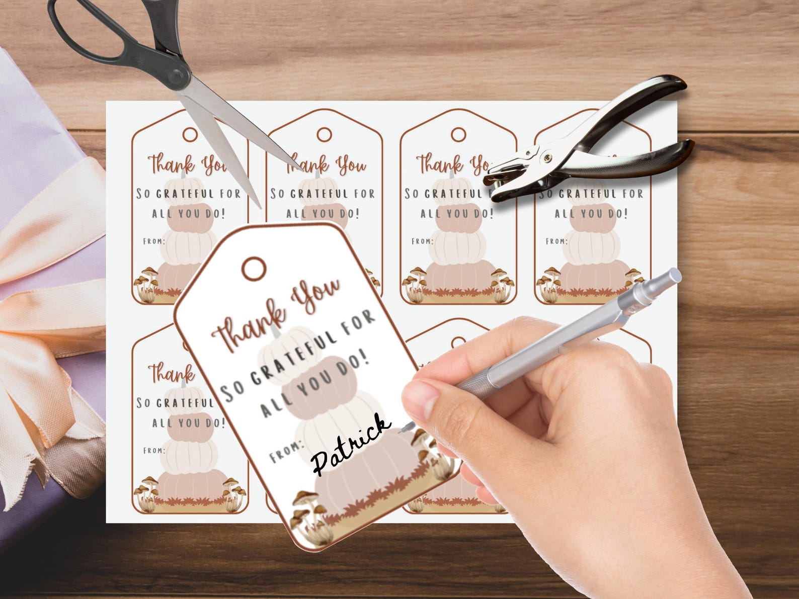 Thank You Grateful Gift Tag, Friendsgiving Fall Favor Tags, Printable ...