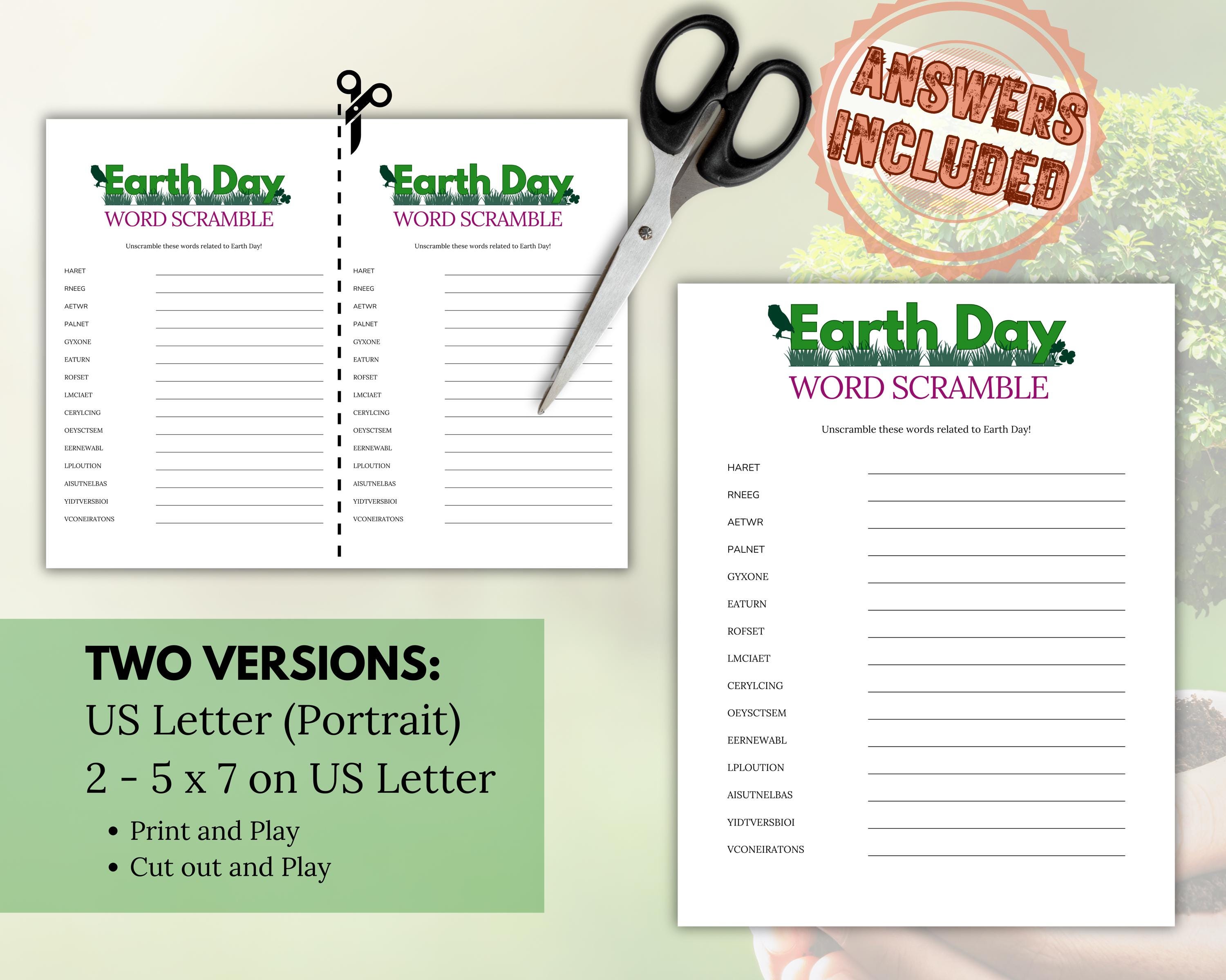 Earth Day Printable Activities for Teens and Adults | Engaging for ...
