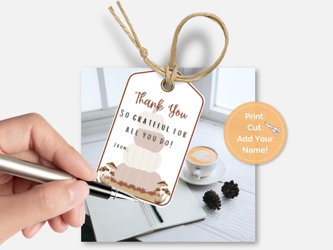 Thank You Grateful Gift Tag, Friendsgiving Fall Favor Tags, Printable ...