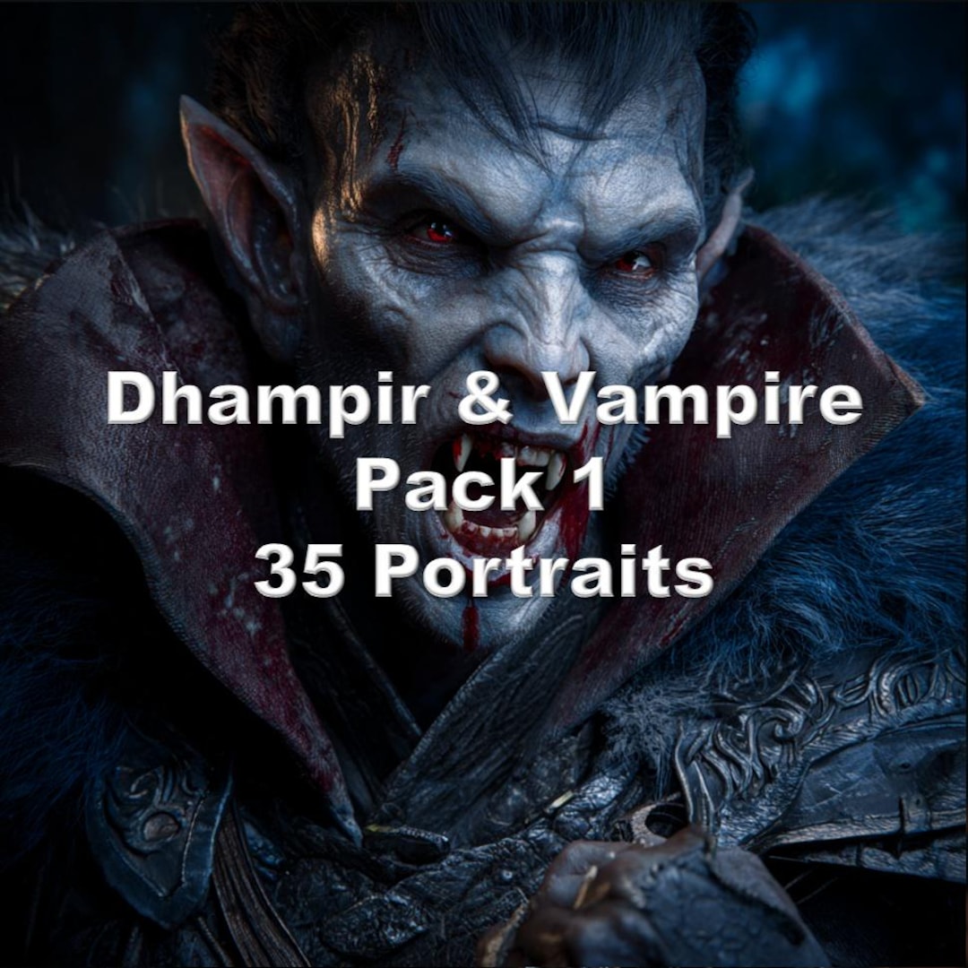 D&D Fantasy Vampire and Dhampir Character Portrait Image Pack 1 - Etsy