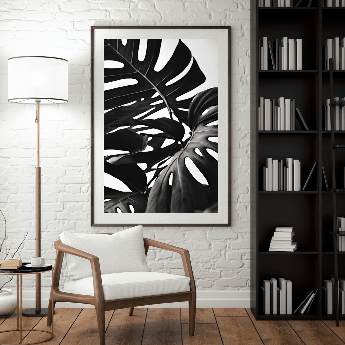 Moody Black and White Photo Monstera Plant Dramatic Shadows Minimalist ...