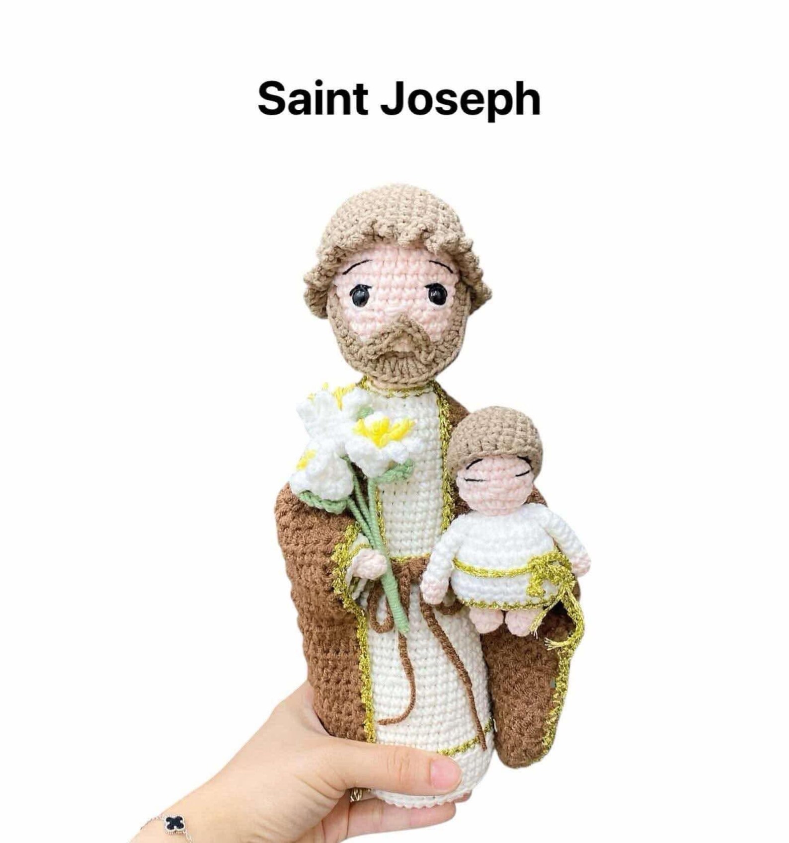 Crochet Bible Characters, Crochet Saints, Crochet Saint Joseph, Crochet ...
