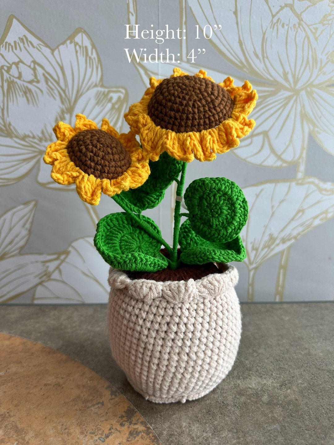 Crochet Sunflower Flower, Sunflower Flowers, Handmade Finished Crochet ...
