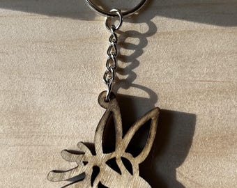 Hand Painted Longear Mule Head Leather Keychain, Leather Keychain, Mule ...