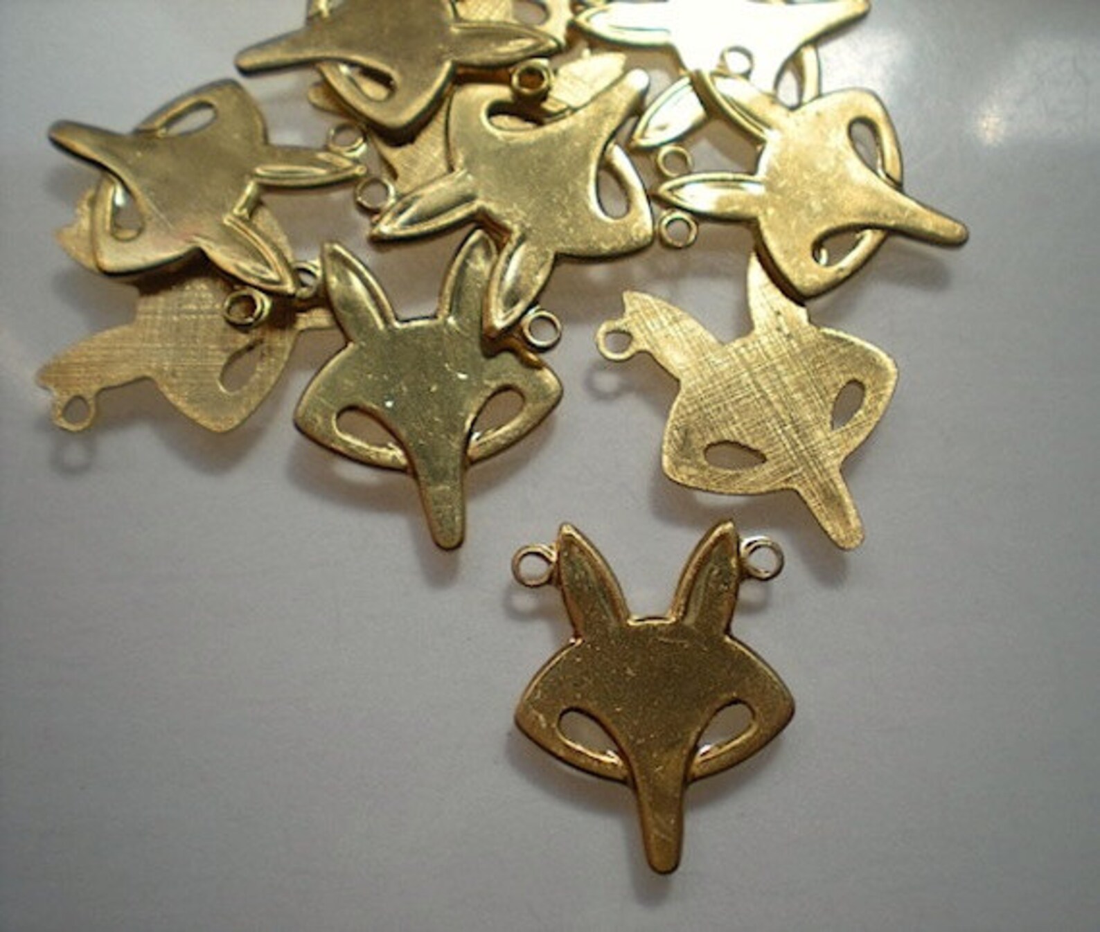 12 Brass Fox Head Connectors - Etsy