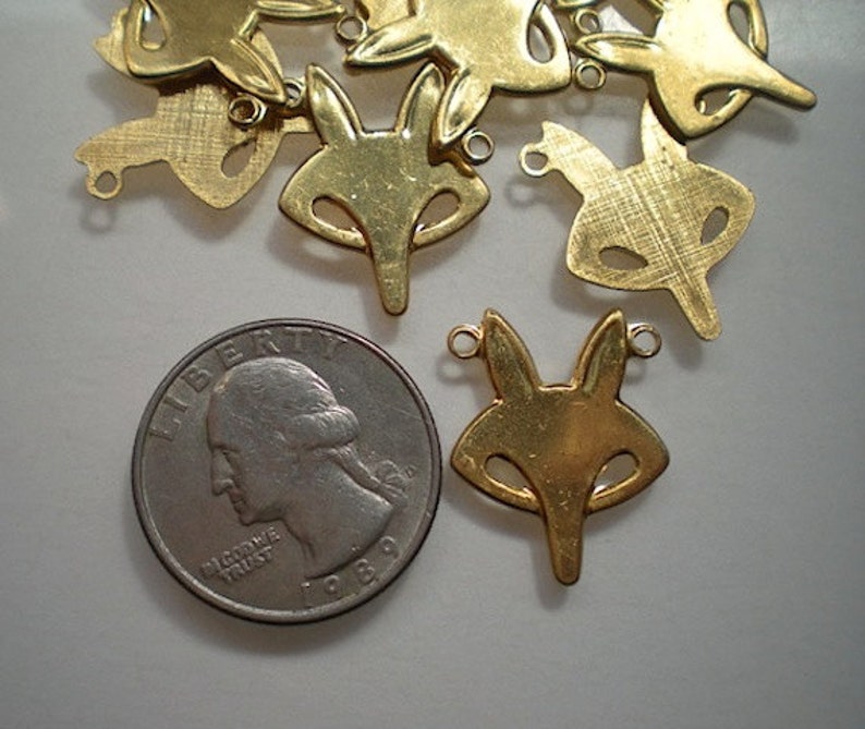 12 Brass Fox Head Connectors - Etsy
