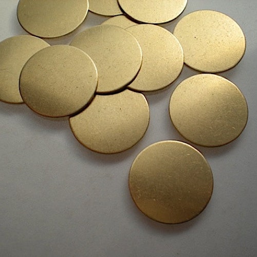12 Flat Round Brass Discs/ 2 Stamping Blanks - Etsy
