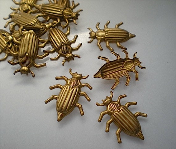 12 Brass June Bug Charms - Etsy
