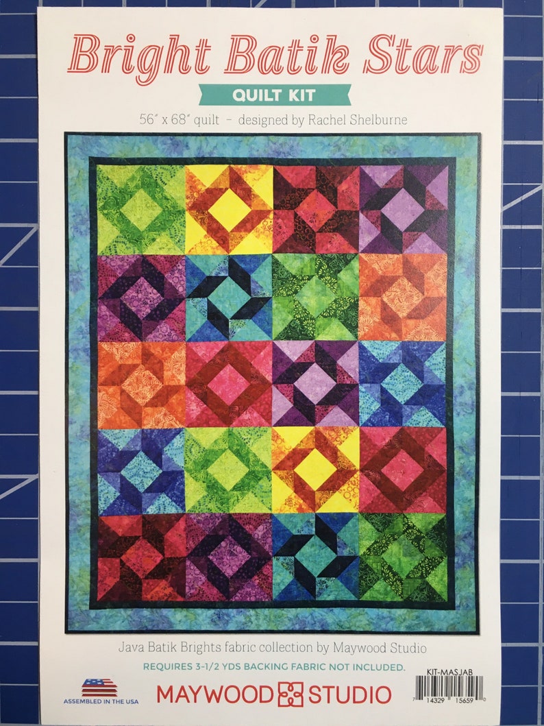 Modern Quilt Kit Bright Batik Stars 56x68 Quilting Kit - Etsy