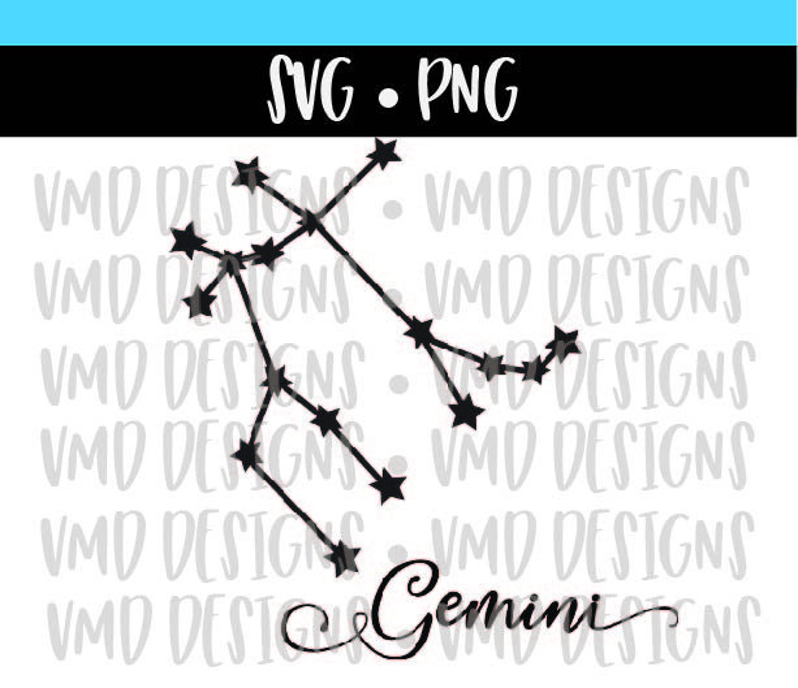 Gemini Star Constellation and Outline Zodiac Astronomy Astrology SVG ...