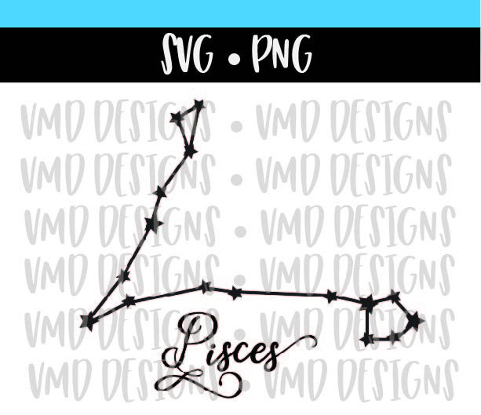 Pisces Star Constellation and Outline Zodiac Astronomy - Etsy