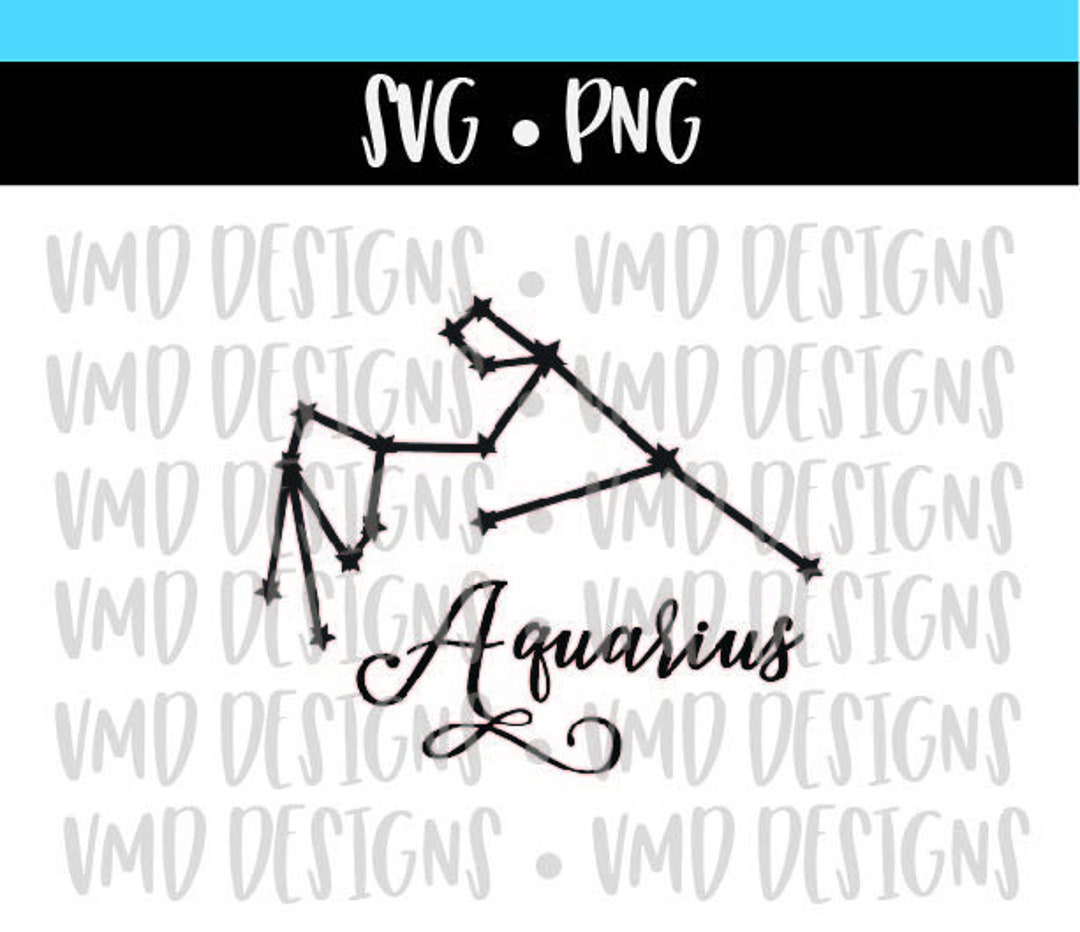 Aquarius Star Constellation and Outline Zodiac Astronomy SVG PNG File ...