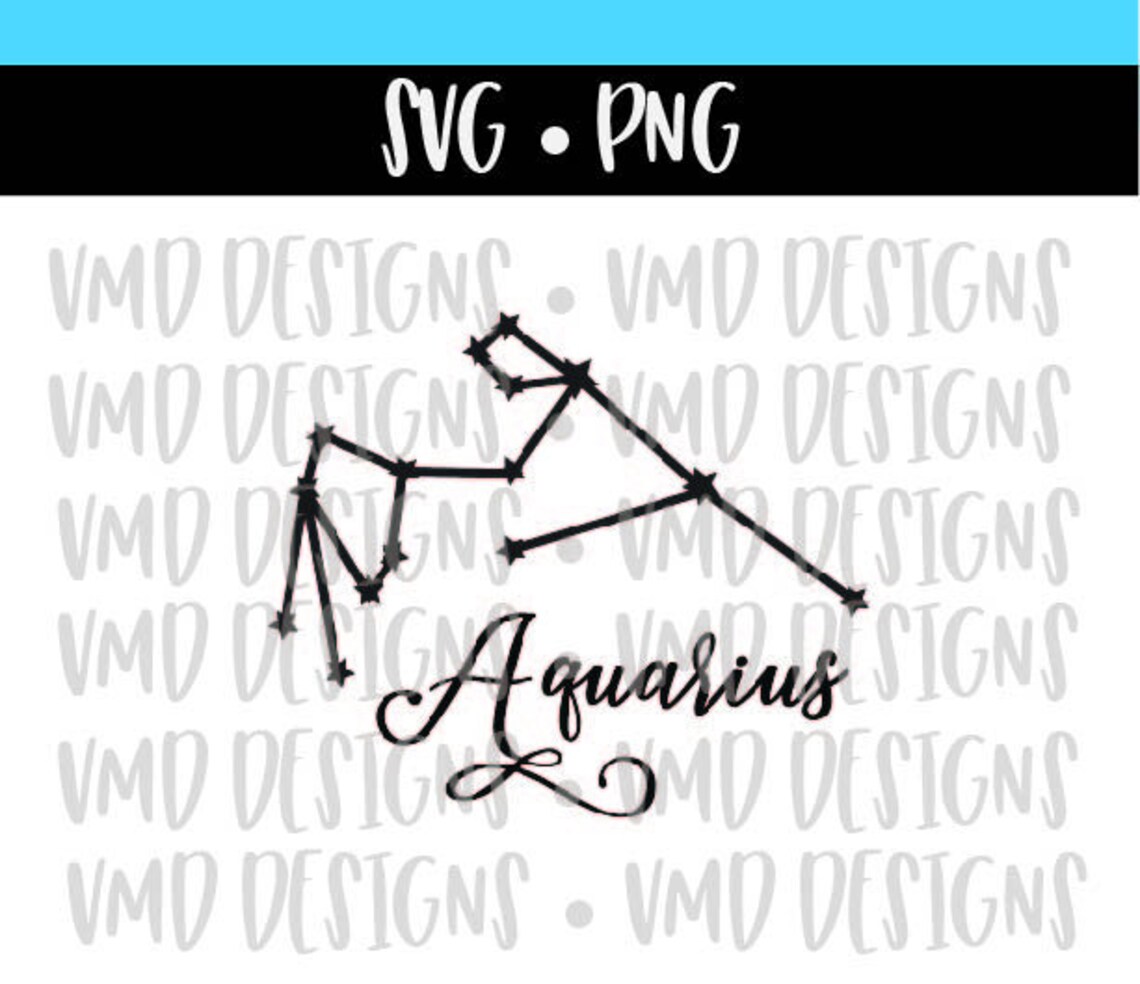 Aquarius Star Constellation and Outline Zodiac Astronomy SVG PNG File ...