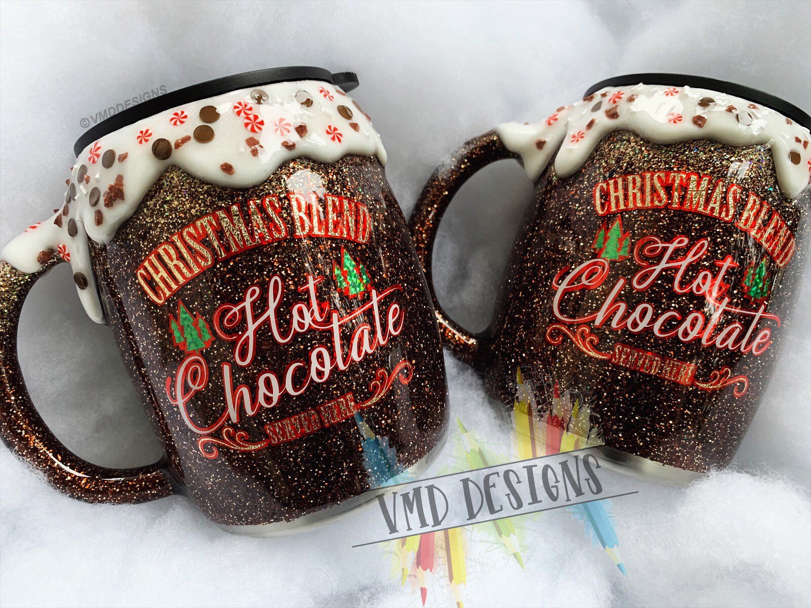 Christmas Blend Hot Chocolate Decal glitter Mug Youtube | Etsy
