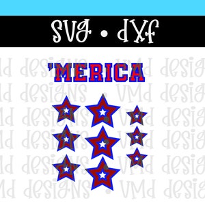 Merica Decal With Stars and Outlines SVG DXF - Etsy