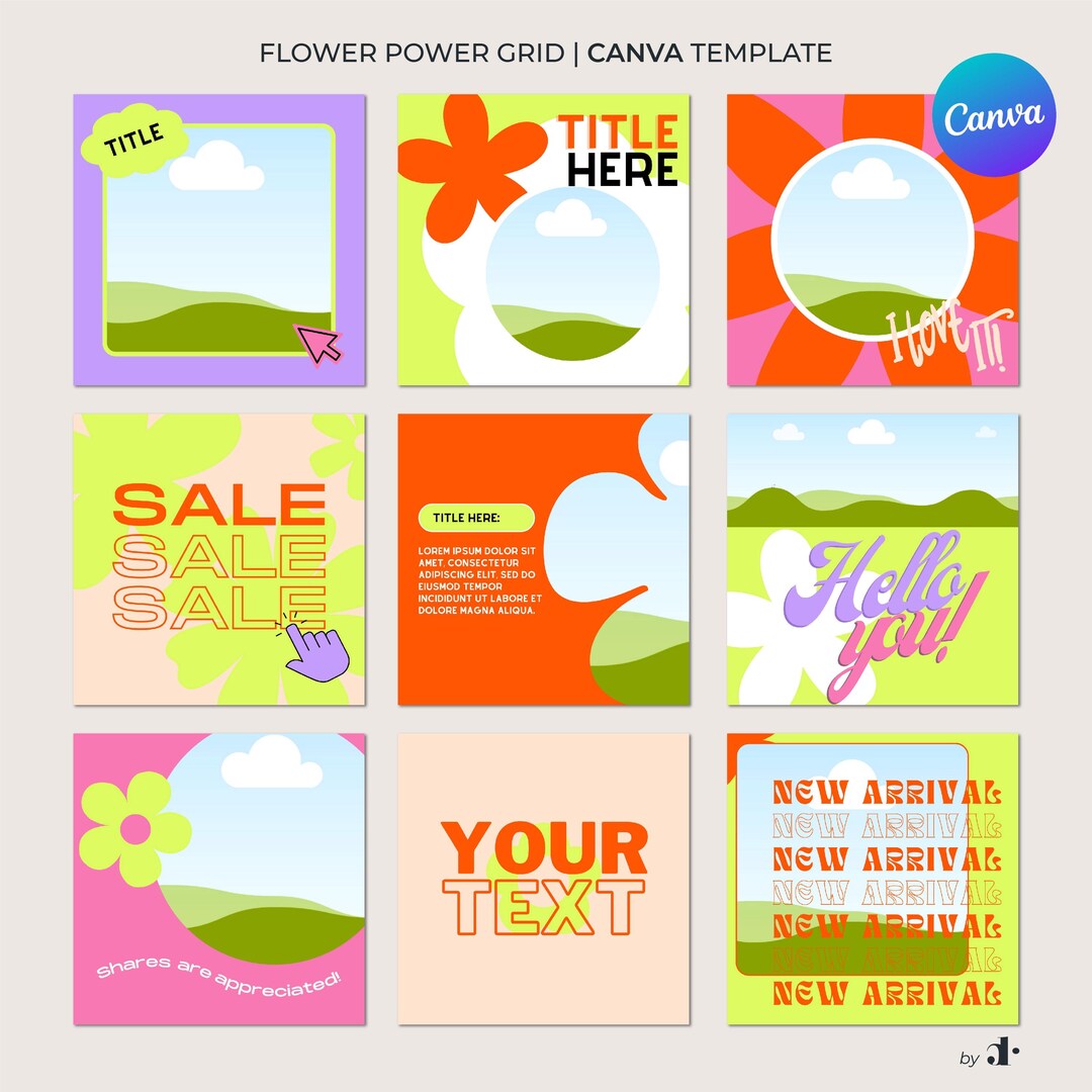 Canva Customizable Instagram 9-post Grid Layout - Etsy