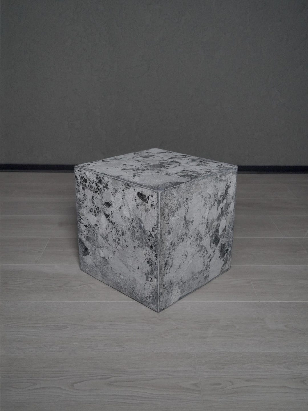Customizable Grey Marble Cube Side Table - Modern Cube End Table for ...