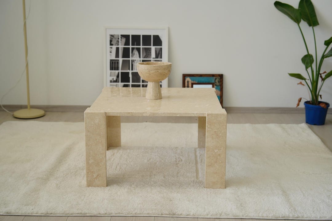 Handmade Travertine Coffee Table, Modern Minimalist Natural Stone ...