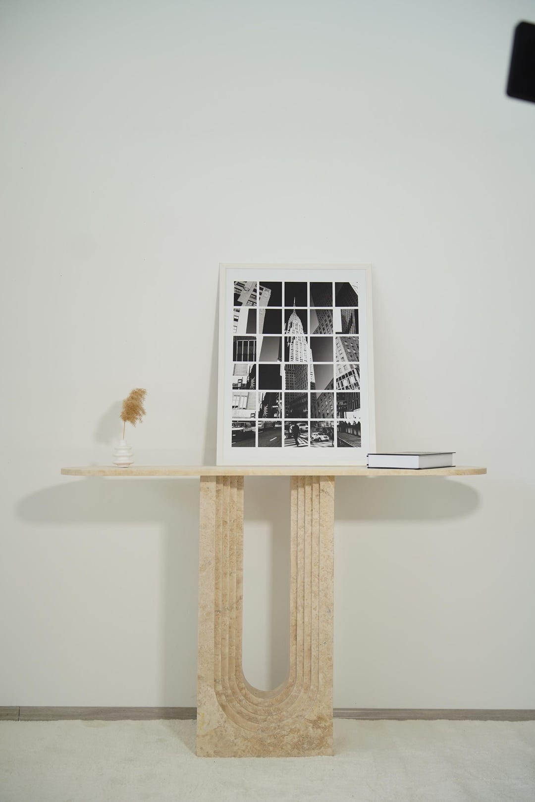 Modern Travertine Console Table – Natural Stone Entryway Table, Stylish ...