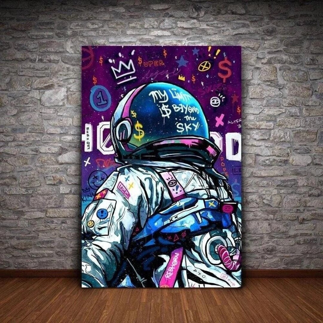 Beyond the Sky: 'astronaut' Graffiti Art Canvas Print A Inspirational ...