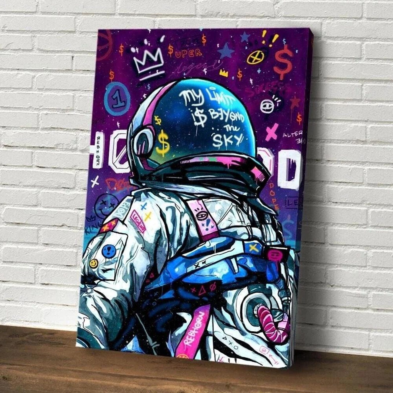 Beyond the Sky: 'astronaut' Graffiti Art Canvas Print A Inspirational ...