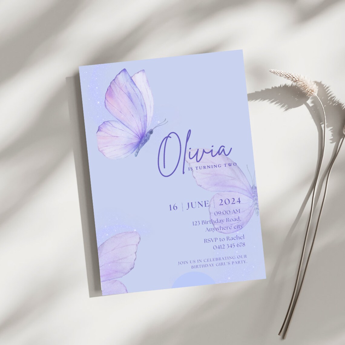 Butterfly Birthday Invitation Template, Girls Party Invites, Cute ...