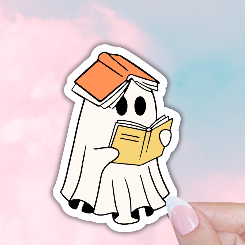 Reading Ghost Sticker, Cute Bookish Ghost Sticker, Bookish Gifts, Girly ...