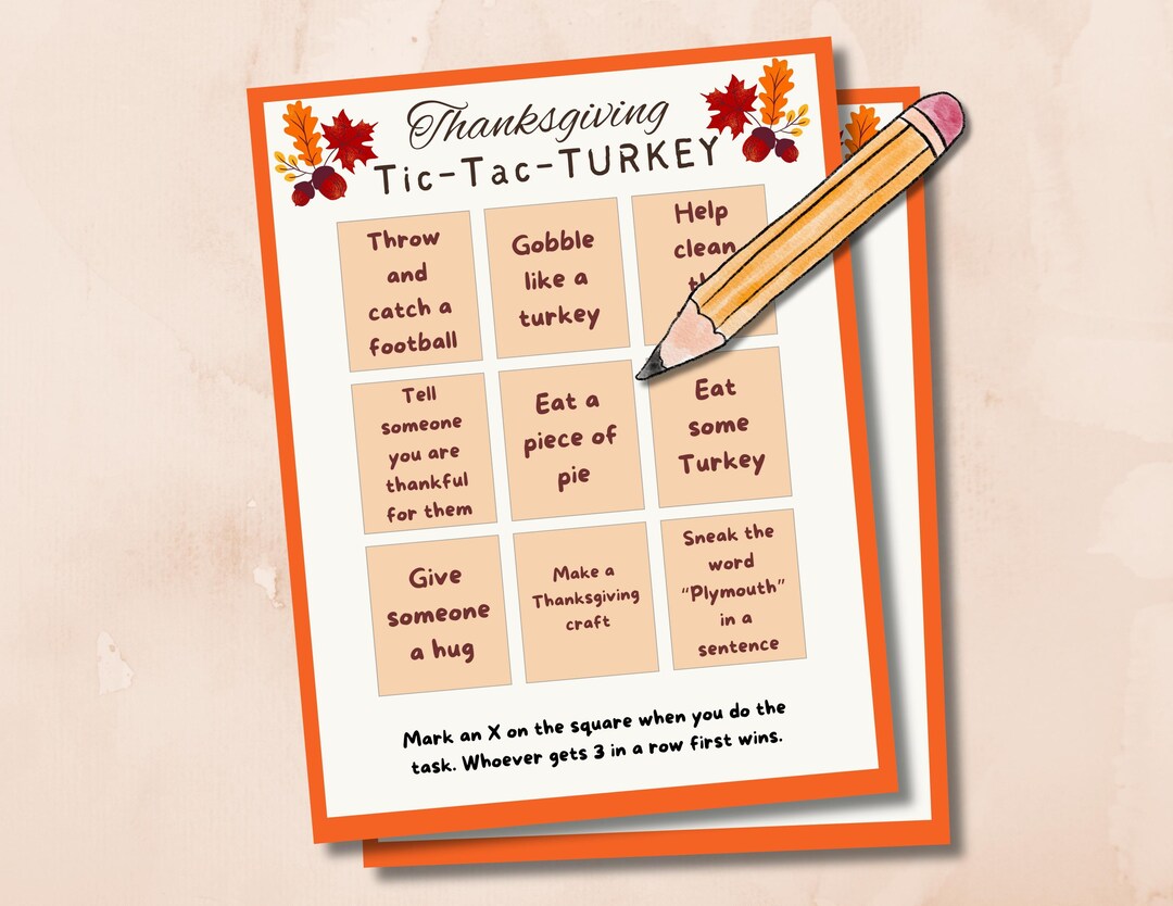 Thanksgiving Game Tic Tac Turkey Printable Thanksgiving Family Game ...