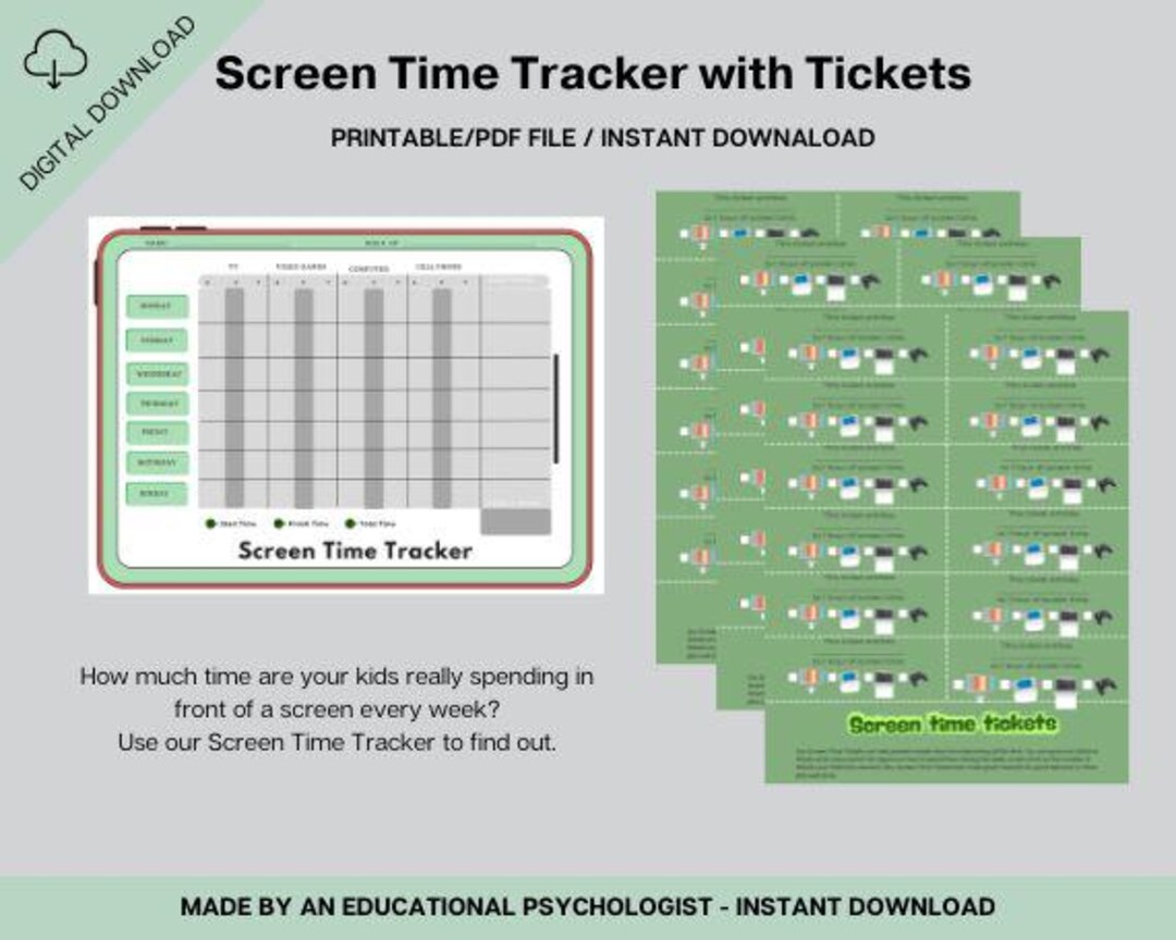 Earn Screen Time, Printable Kids Screen Time Checklist, Editable Screen ...