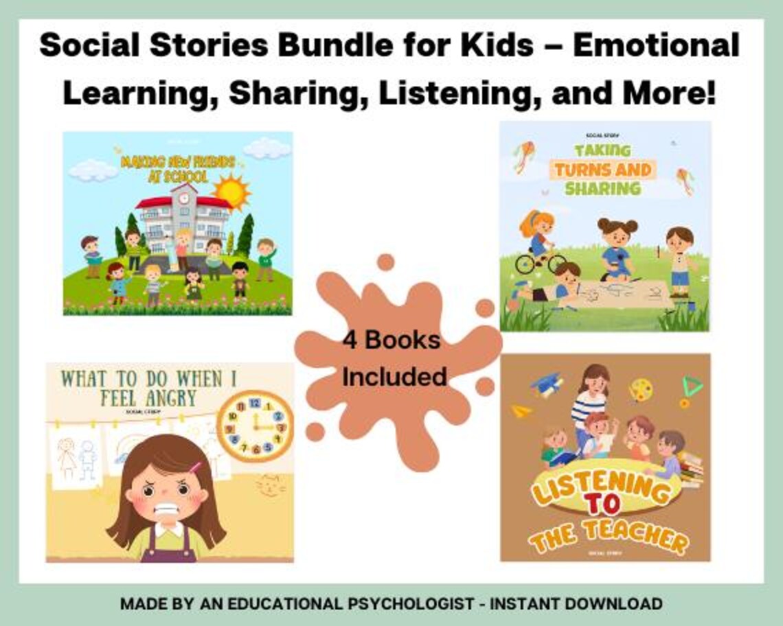 Social Stories Bundle for Kids – Emotional Learning, Sharing, Listening ...